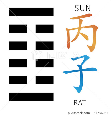 Hexagram from chinese hieroglyphs. Sun, Rat - Stock Illustration ...
