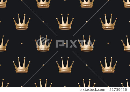 Seamless pattern with gold king crown on a dark - Stock Illustration ...
