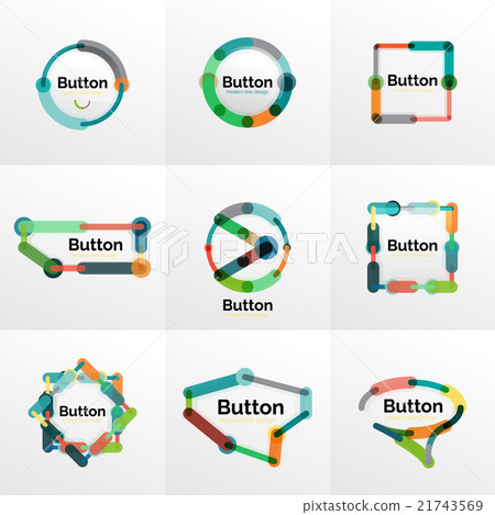 Thin line design geometric button set, flat - Stock Illustration ...