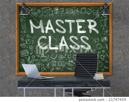 Master Class on Chalkboard with Doodle Icons. - Stock Illustration ...