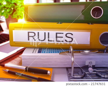 Rules on Yellow Office Folder. Toned Image. - Stock Illustration ...