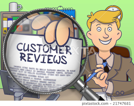 Customer Reviews through Magnifier. Doodle Concept - Stock Illustration ...