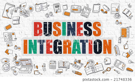 Business Integration on White Brick Wall. - Stock Illustration ...