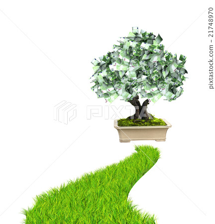 Money tree with euro banknotes and road - Stock Illustration [21748970 ...