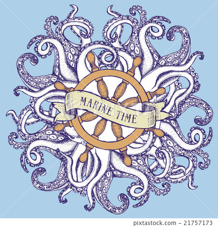 Octopus and steering wheel - Stock Illustration [21757173] - PIXTA