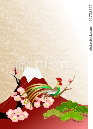 Post card template Japanese style rooster year... - Stock Illustration ...