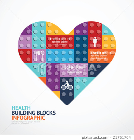 Infographic heart shape building blocks banner - Stock Illustration ...