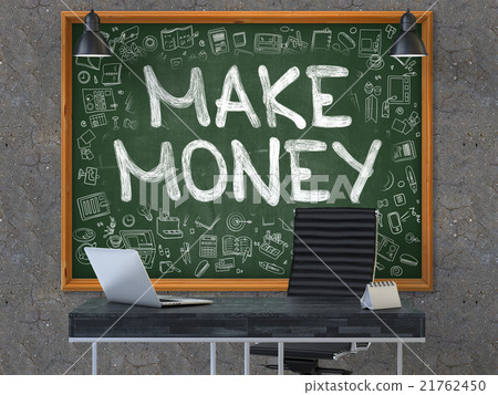 Chalkboard on the Office Wall with Make Money - Stock Illustration ...