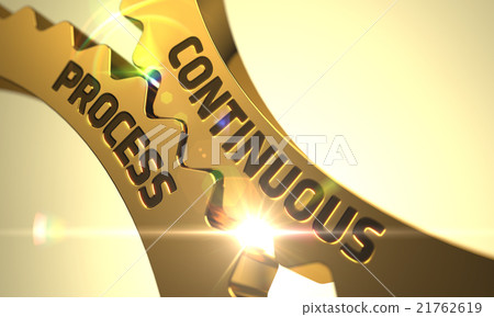 Continuous Process Concept. Golden Gears. - Stock Illustration ...