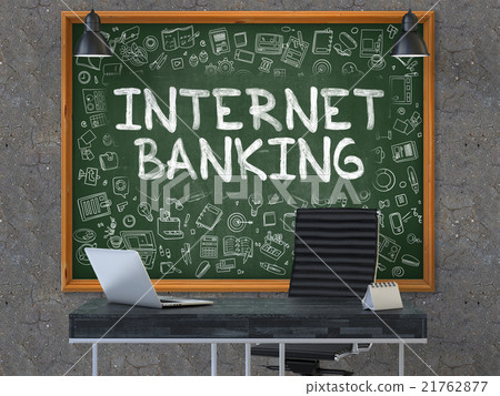 Internet Banking on Chalkboard with Doodle Icons. - Stock Illustration ...