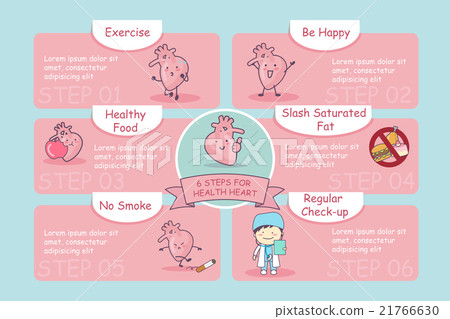 6 steps for health heart - Stock Illustration [21766630] - PIXTA