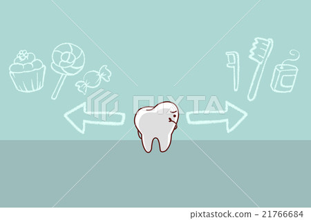 cute cartoon tooth think confused - Stock Illustration [21766684] - PIXTA