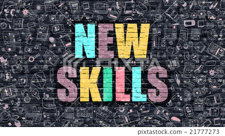 New Skills Concept with Doodle Design Icons. - Stock Illustration ...