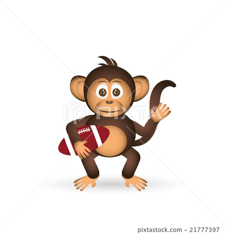 chimpanzee with football ball sport little monkey - Stock Illustration ...