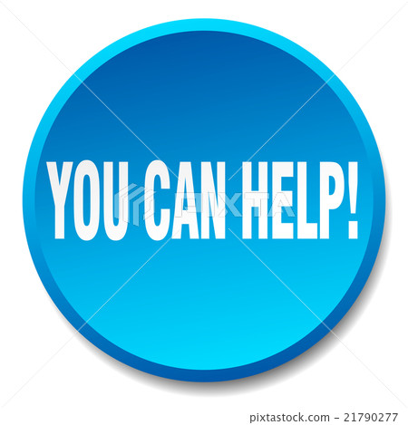you can help blue round flat isolated push button - Stock Illustration ...
