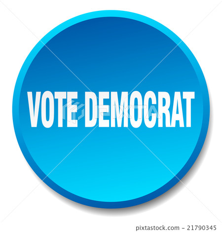 vote democrat blue round flat isolated push button - Stock Illustration ...
