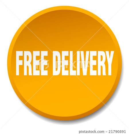 free delivery orange round flat push button - Stock Illustration ...
