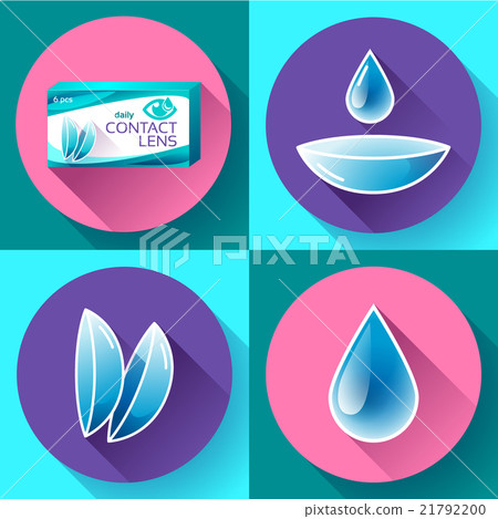 contact lenses icon set. Flat design style. - Stock Illustration ...