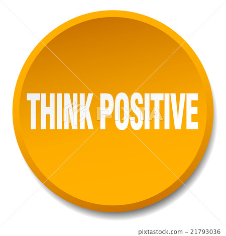 think positive orange round flat push button - Stock Illustration ...