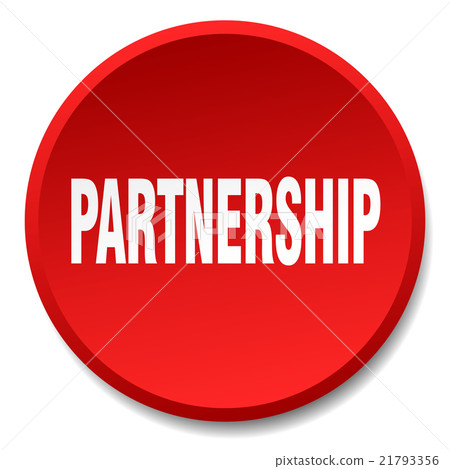 partnership red round flat isolated push button - Stock Illustration ...