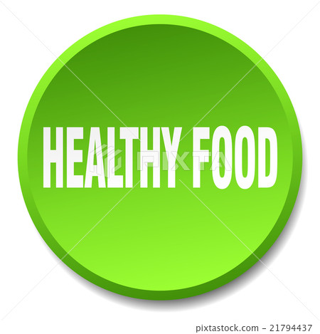 healthy food green round flat isolated push button - Stock Illustration ...