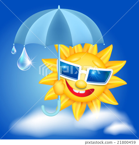Sun in glasses with umbrella and raindrops-插圖素材 [21800459] - PIXTA圖庫