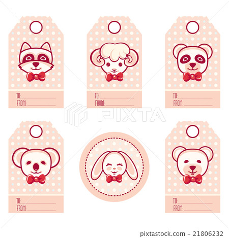 Gift tags with cute animals. - Stock Illustration [21806232] - PIXTA