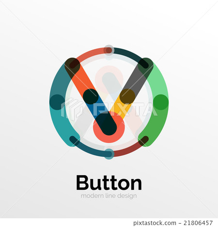 Thin line design geometric button, flat - Stock Illustration [21806457 ...