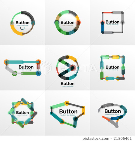 Thin line design geometric button set, flat - Stock Illustration ...