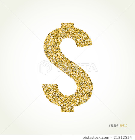 Gold glitter dollar sign on white background. - Stock Illustration ...
