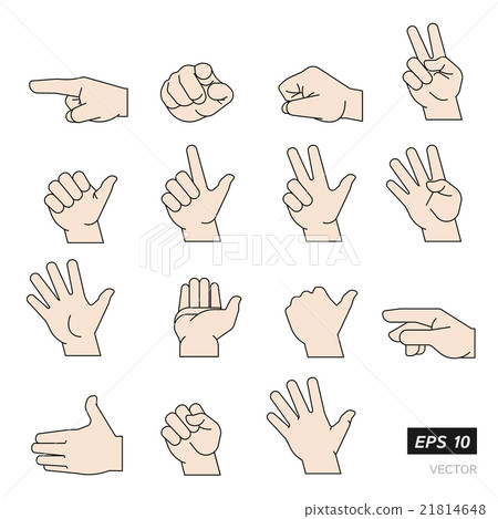 Set of Flat Line Illustrated Hands - Stock Illustration [21814648] - PIXTA