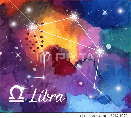 Zodiac sign on watercolor abstract galaxy texture - Stock Illustration ...