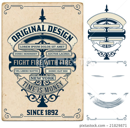 Old card design with elements by layers-插圖素材 [21829871] - PIXTA圖庫