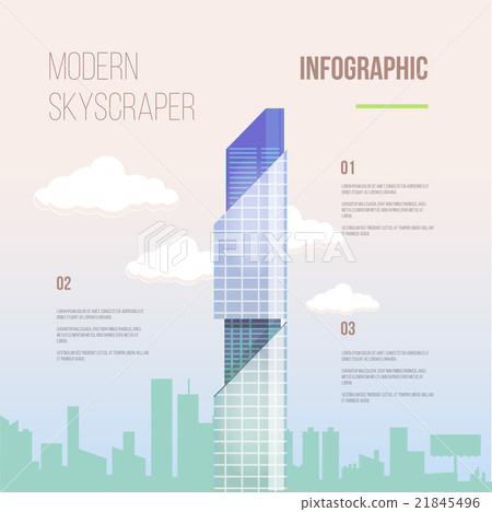 City infographics of glass modern skyscraper - Stock Illustration ...