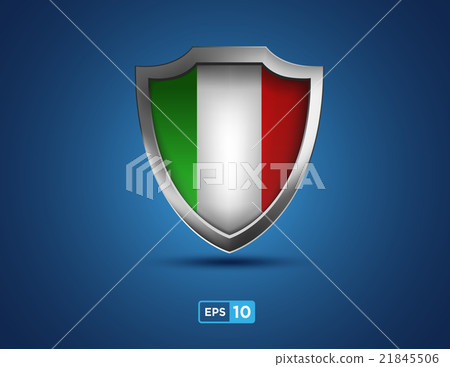 Italy shield on the blue background - Stock Illustration [21845506] - PIXTA