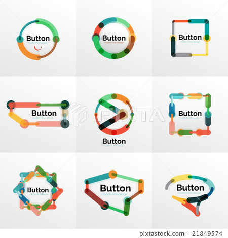 Thin line design geometric button set, flat - Stock Illustration ...