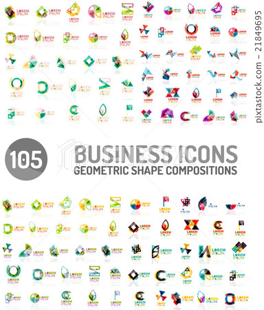 Geometric abstract composition icons. Modern paper-插圖素材 [21849695 ...