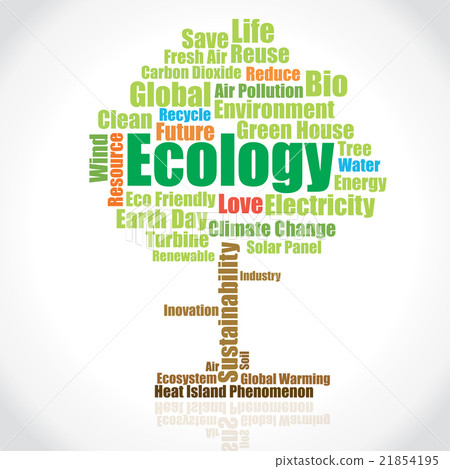 Ecology tree word cloud to make environmental... - Stock Illustration ...
