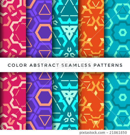 color abstract seamless pattern set. - Stock Illustration [21861850 ...