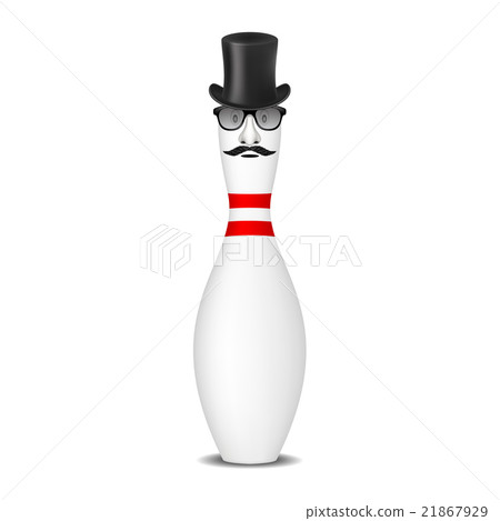 Bowling pin with hat, mustache and glasses - Stock Illustration ...