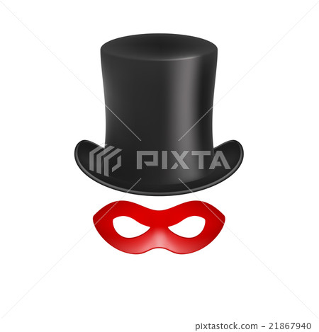 Gentleman hat and eye mask in red design - Stock Illustration [21867940 ...