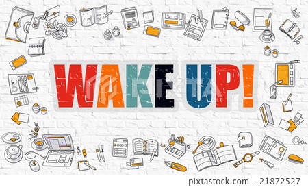 Wake Up in Multicolor. Doodle Design. - Stock Illustration [21872527 ...