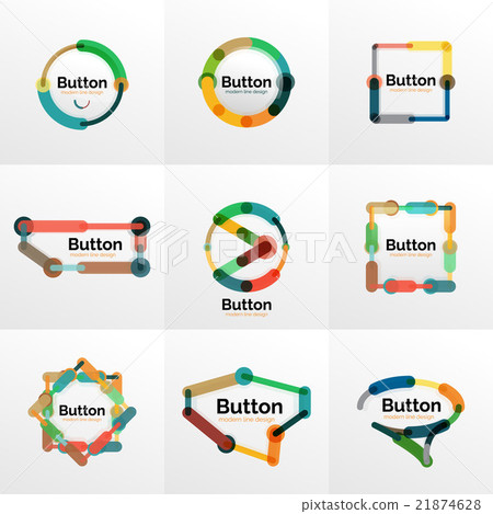 Thin line design geometric button set, flat - Stock Illustration ...