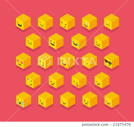 Isometric emoticons cube, square colorful icons-插圖素材 [21875476] - PIXTA圖庫