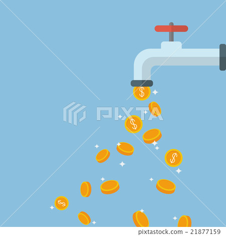 Coins fall out of the water tap - Stock Illustration [21877159] - PIXTA