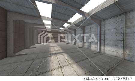 Empty concrete hall space with white background-插圖素材 [21879359] - PIXTA圖庫