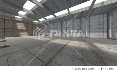 Empty concrete hall space with white background - Stock Illustration ...