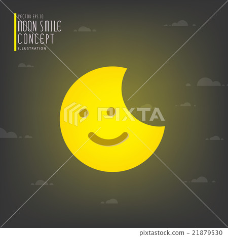 The moon smile shines in the sky at night vector. - Stock Illustration ...