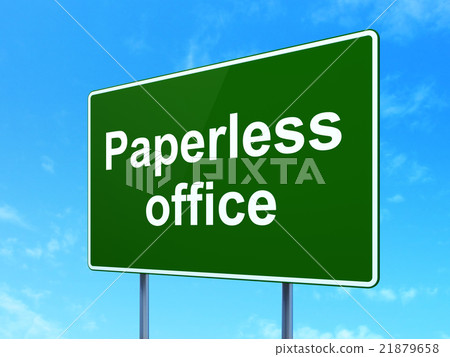 Business concept: Paperless Office on road sign - Stock Illustration ...