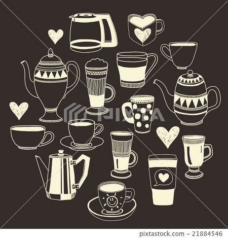 Big vector set with coffee icons - Stock Illustration [21884546] - PIXTA